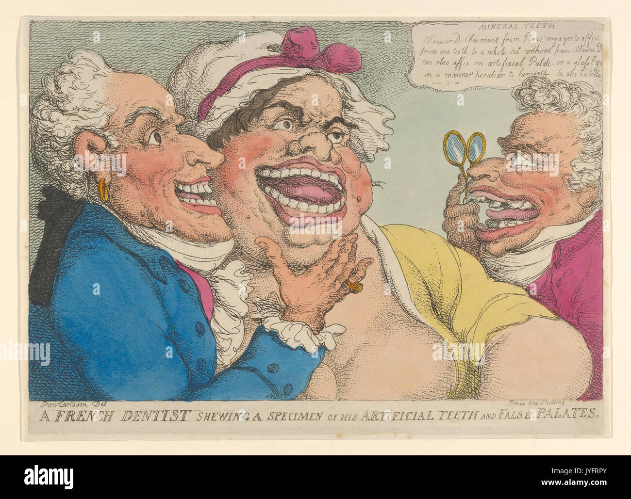 A French Dentist Shewing a Specimen of His Artificial Teeth and False ...