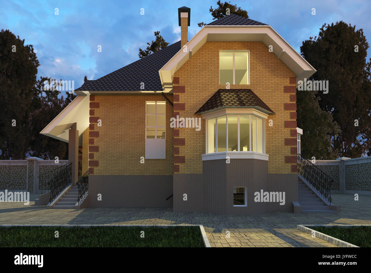 Building Photorealistic Render 3D Illustration Stock Photo - Alamy