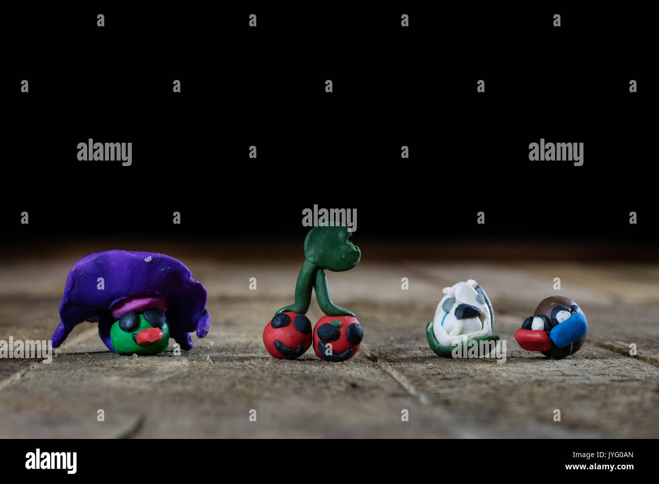 Plasticine man with fairy tales for children. black background Stock ...