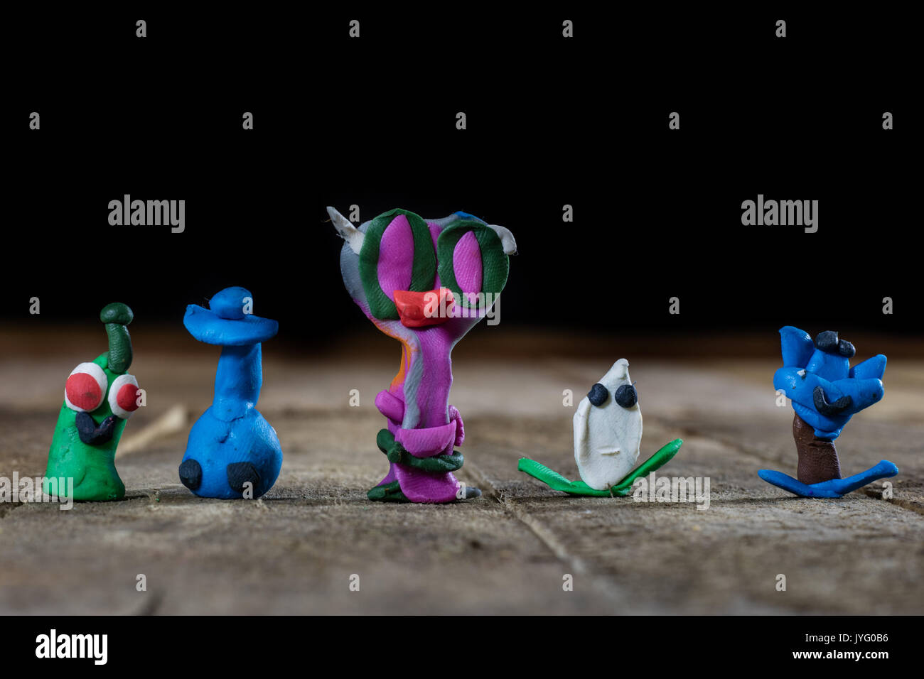 Plasticine man with fairy tales for children. black background Stock ...