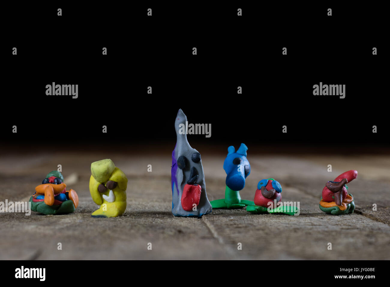 Plasticine man with fairy tales for children. black background Stock ...