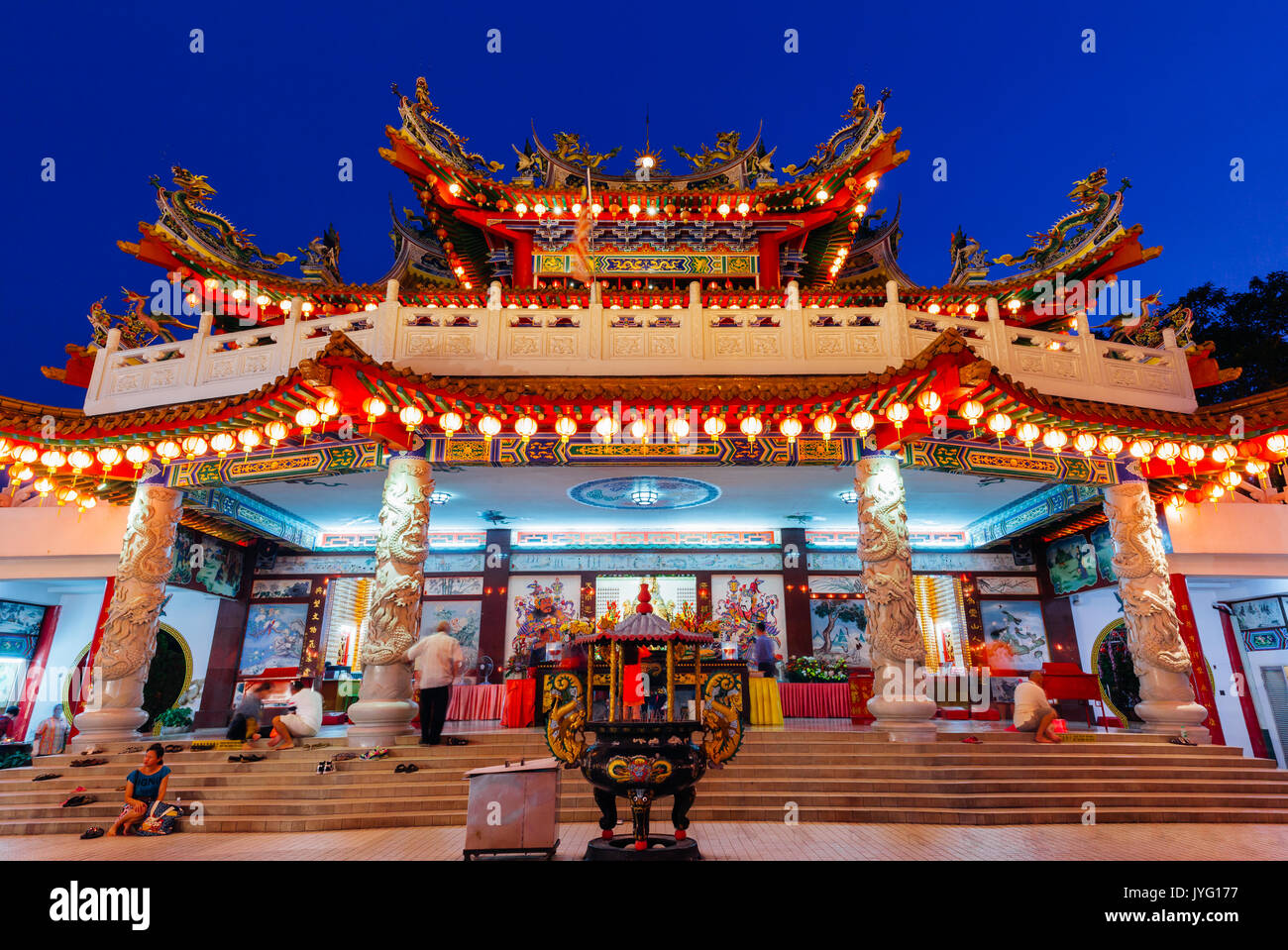 Kuala Lumpur, Malaysia - September 15, 2016: Dusk view of Thean Hou ...