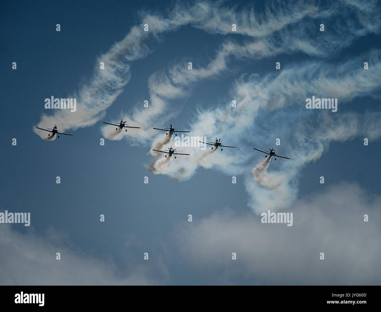 Team Raven aerobatic display team performing at the Eastbourne Airshow ...