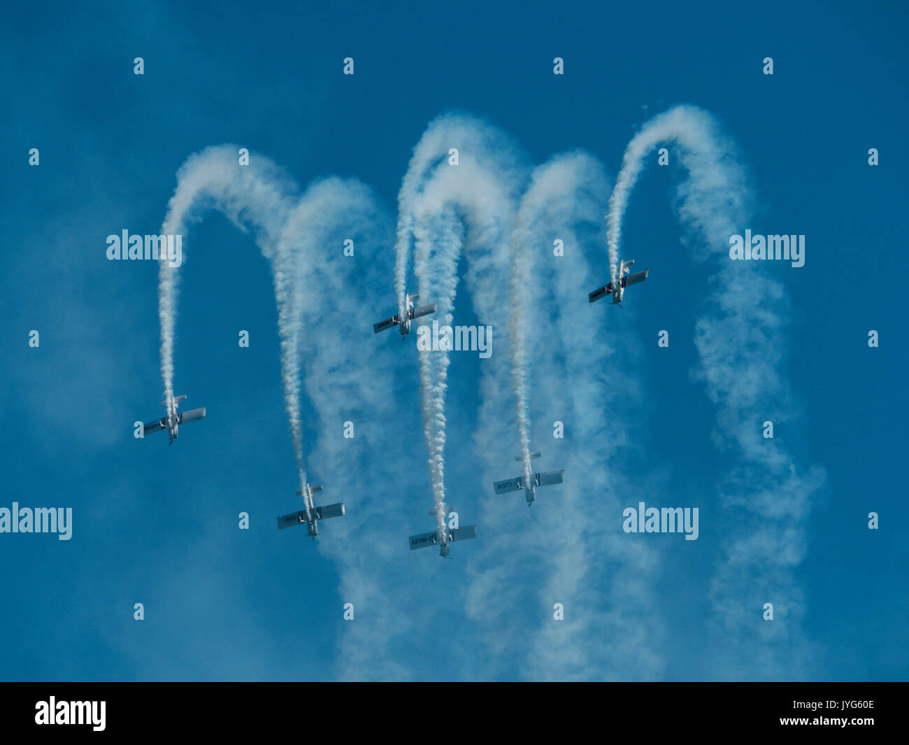Team Raven aerobatic display team performing at the Eastbourne Airshow ...