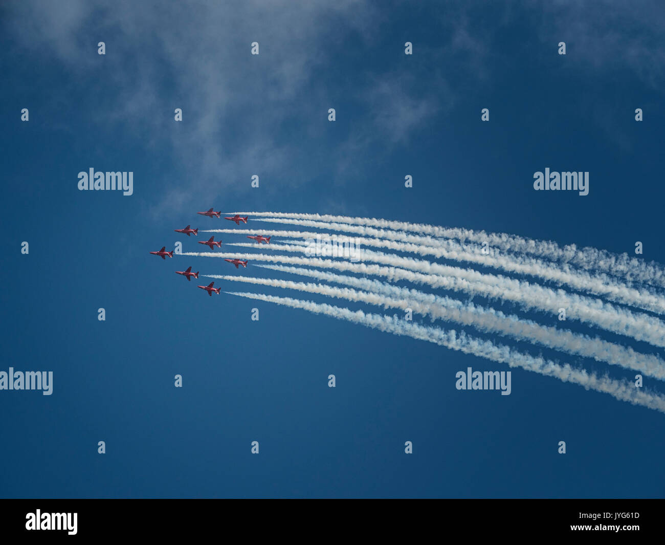 The Red Arrows Royal Air Force display team, performing at the ...
