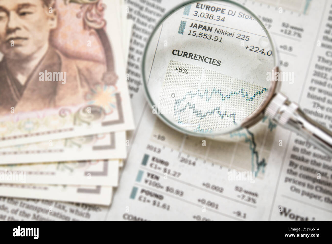 currencies headline on newspaper Stock Photo - Alamy
