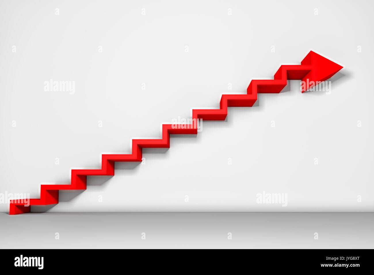 A red arrow that goes stepped up Stock Photo - Alamy