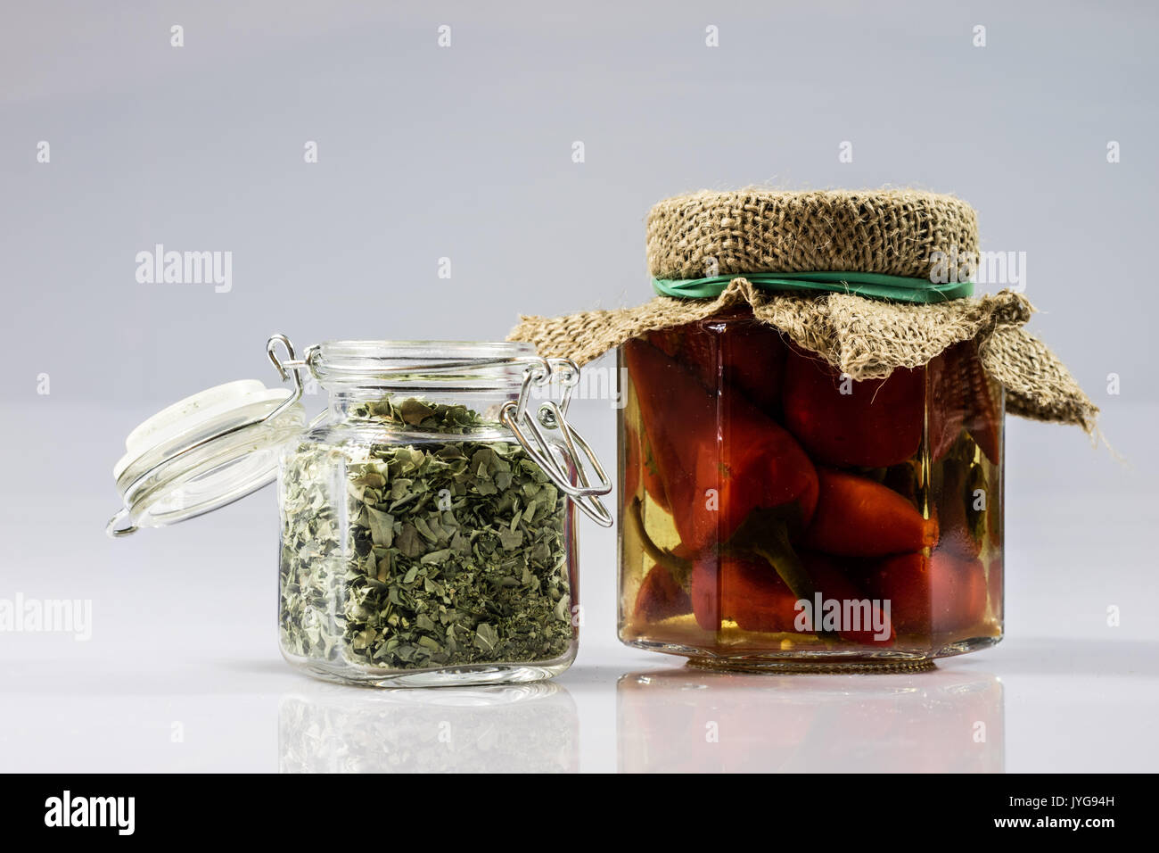 Mortar for the winter, processed in jars on a white background ...