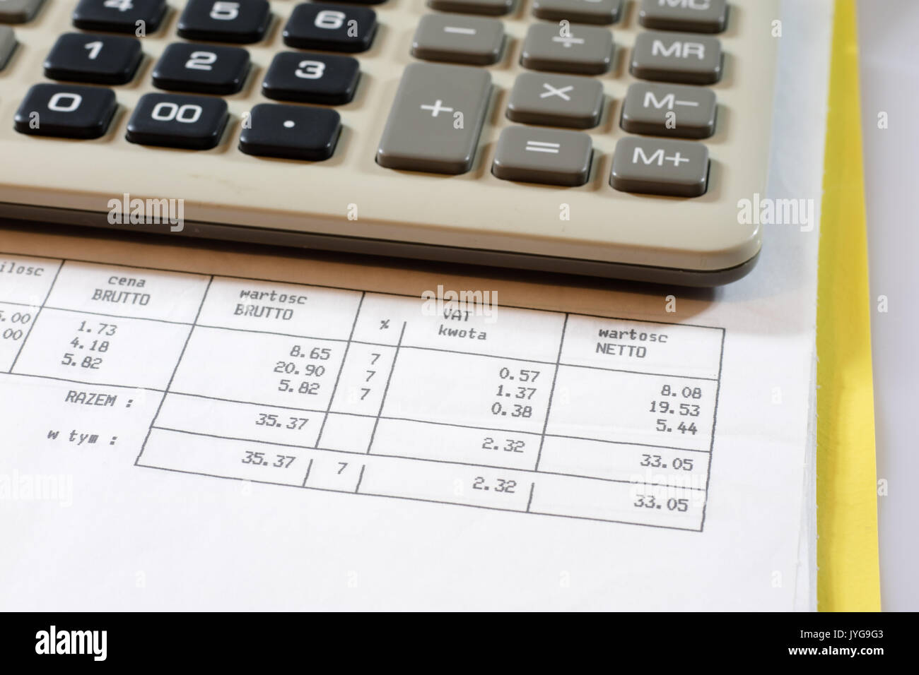 Documents, calculations, calculator, calculator and pen and a pencil on ...