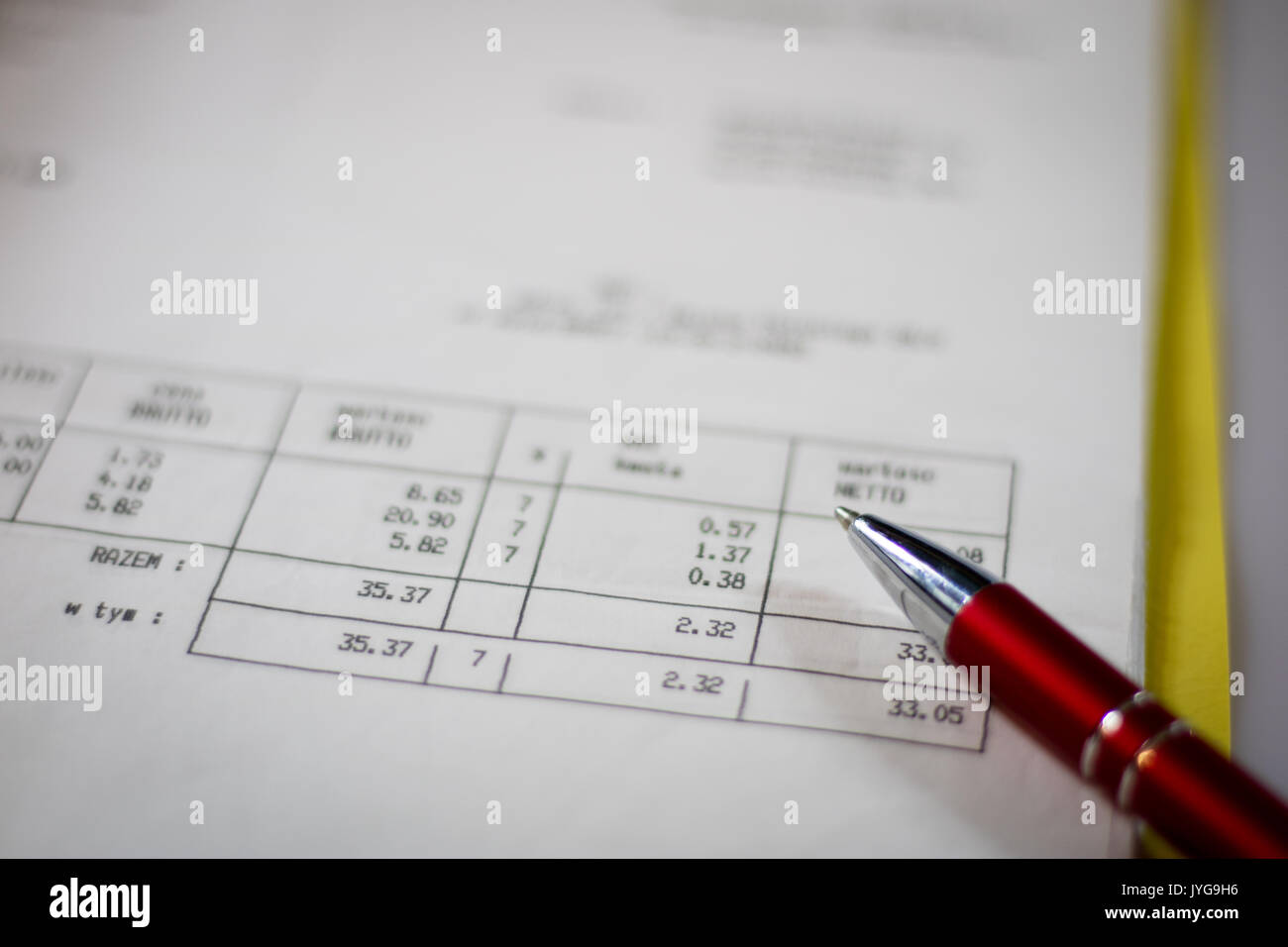 Documents, calculations, calculator, calculator and pen and a pencil on ...