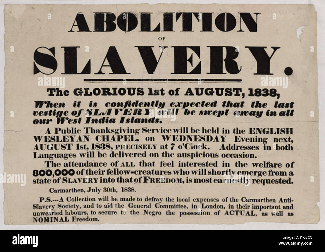 Abolition of Slavery The Glorious 1st of August 1838 Stock Photo - Alamy