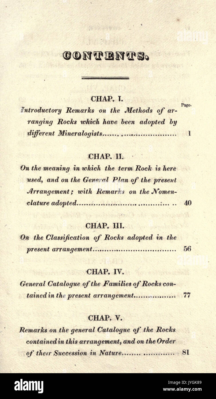 A geological classification of rocks BHL23201371 Stock Photo - Alamy