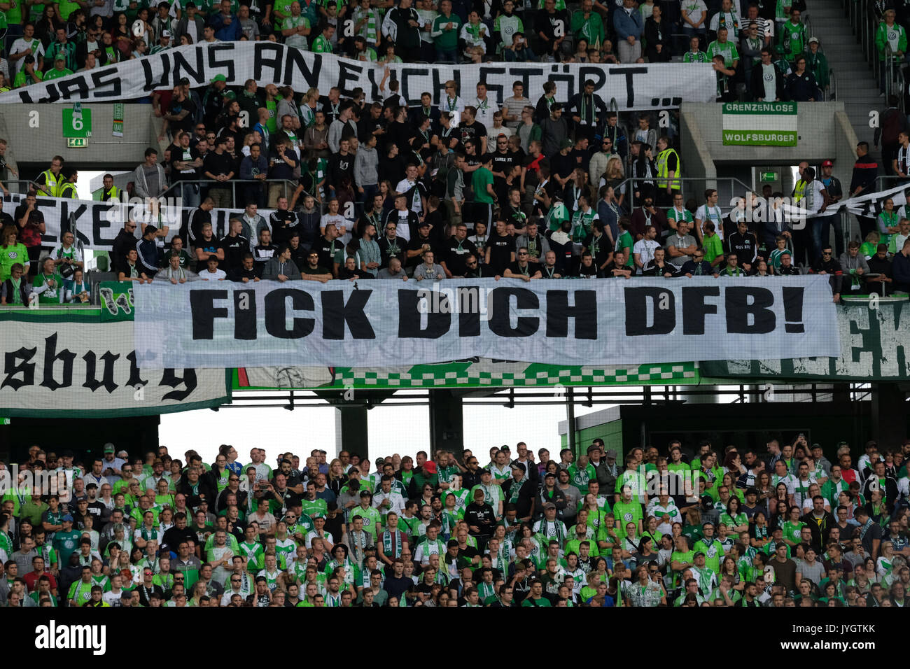 Germany fans hold banners hi-res stock photography and images - Alamy