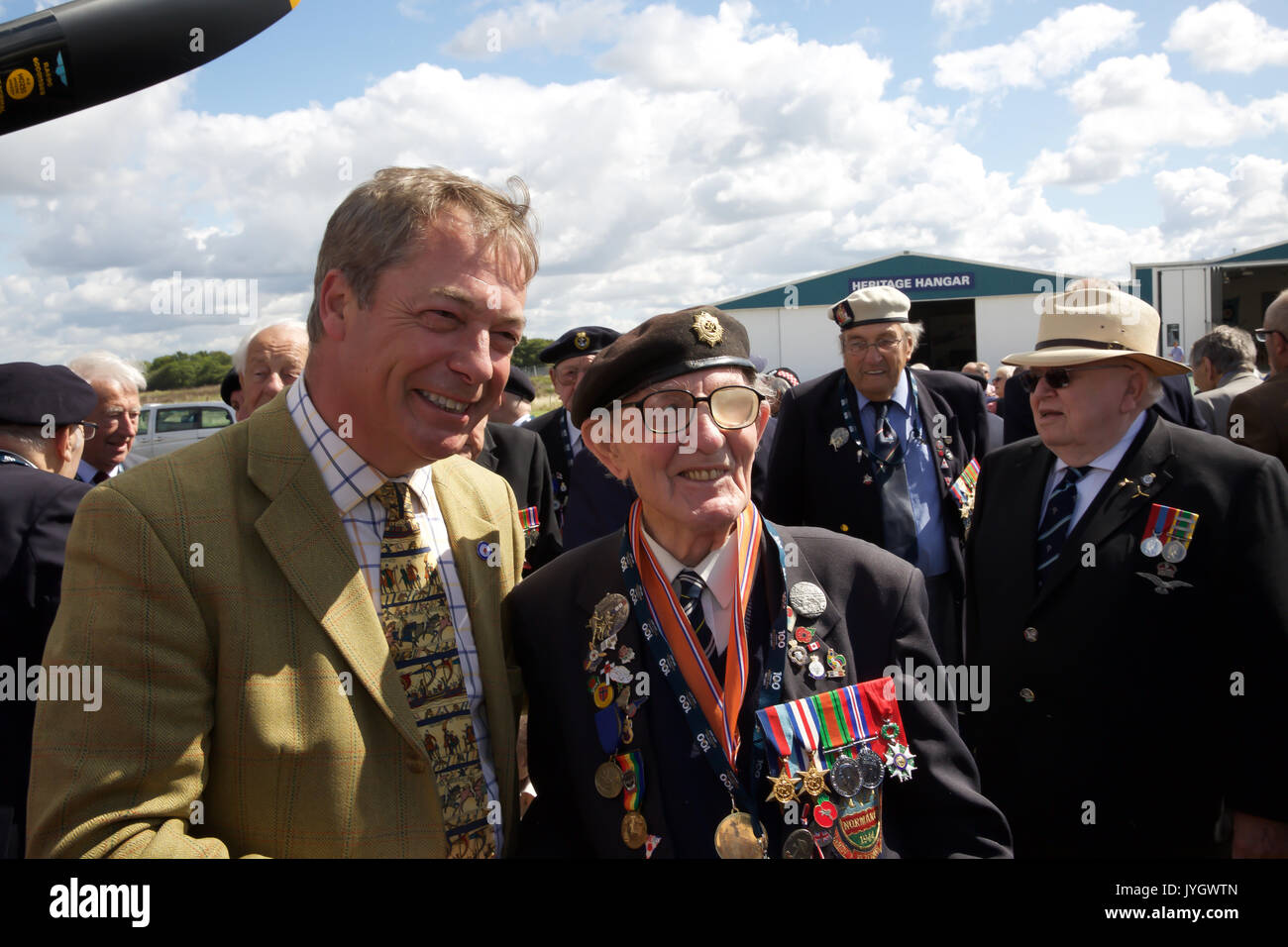 Biggin Hill, UK. 19th Aug, 2017. Nigel Farage MEP joins One Hundred ...
