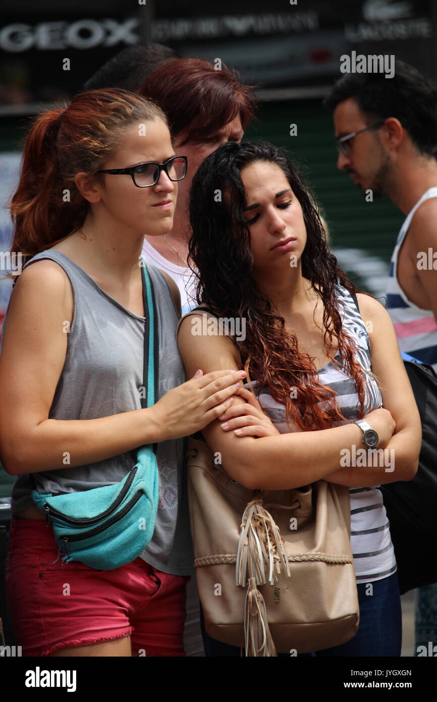 Barcelona, Spain. 19th August, 2017. Sadness and crying during the ...