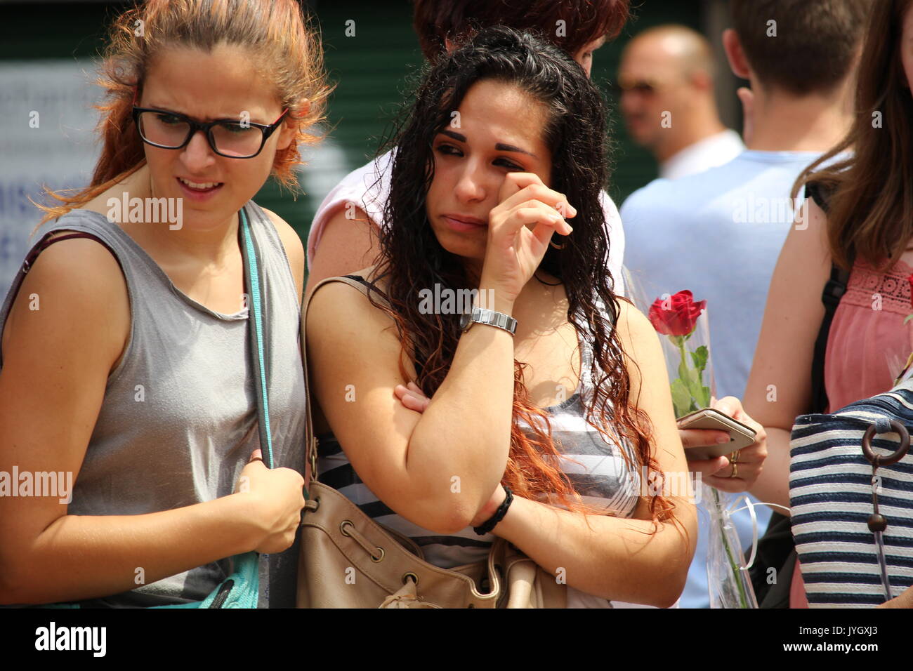 Barcelona, Spain. 19th August, 2017. Sadness and crying during the ...