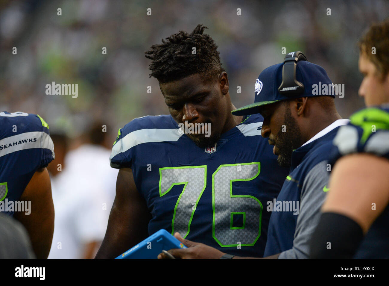 August 18, 2017: Germain Ifedi (76) during a NFL pre-season game ...