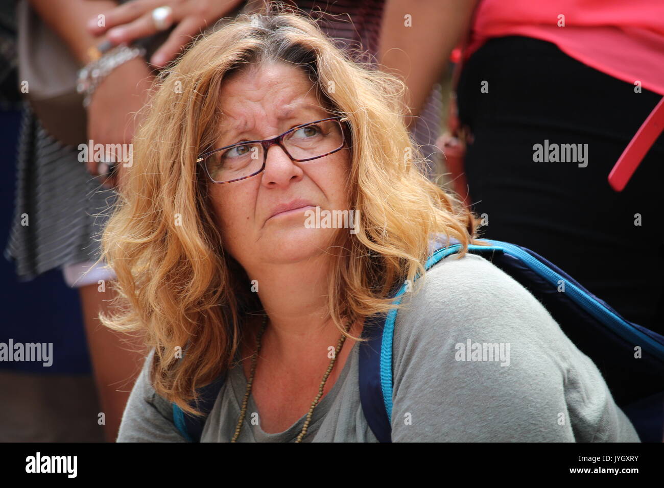 Barcelona, Spain. 19th August, 2017. Sadness and crying at the homage ...