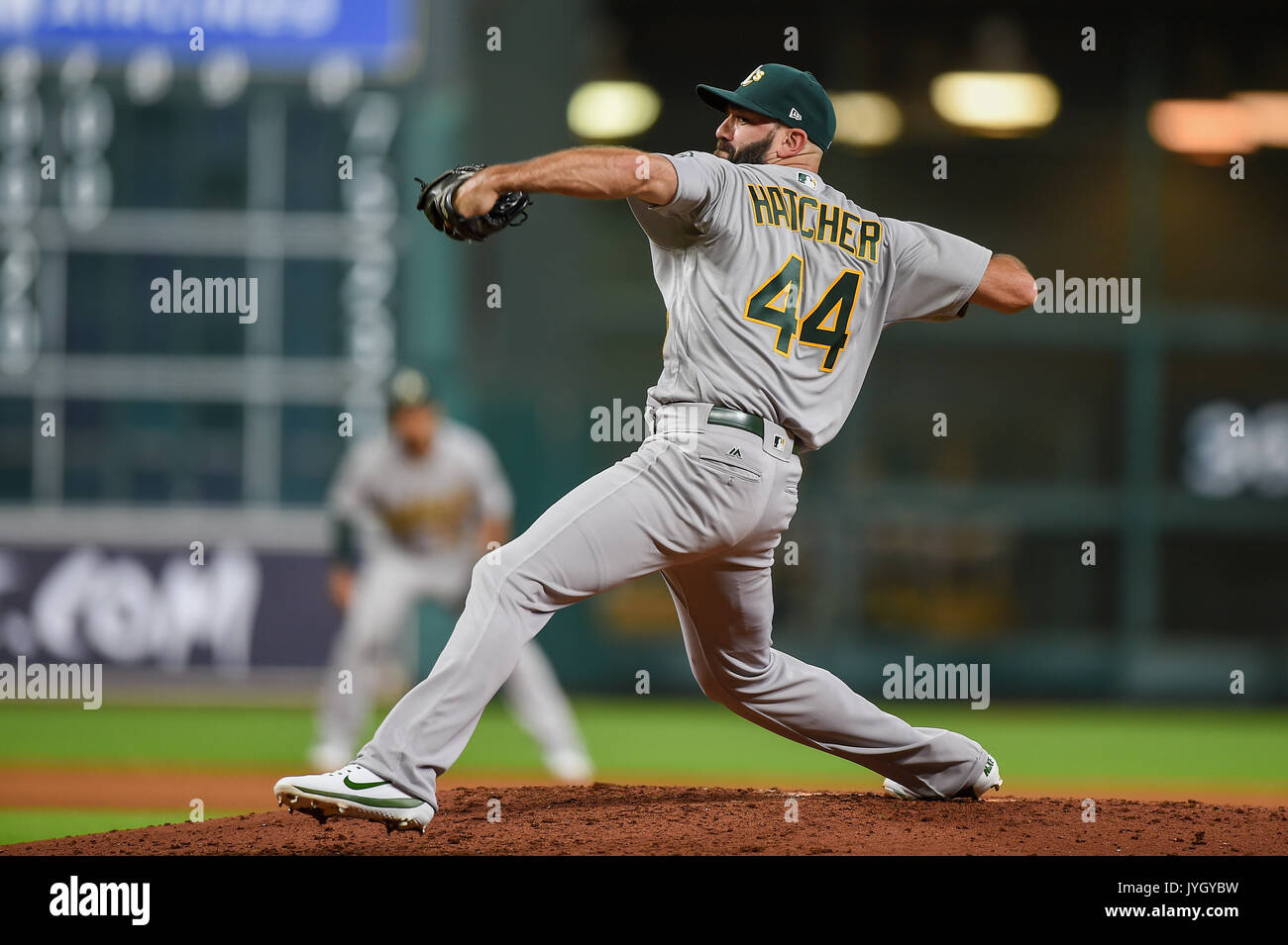 August 18, 2017: Oakland Athletics relief pitcher Chris Hatcher (44) in ...