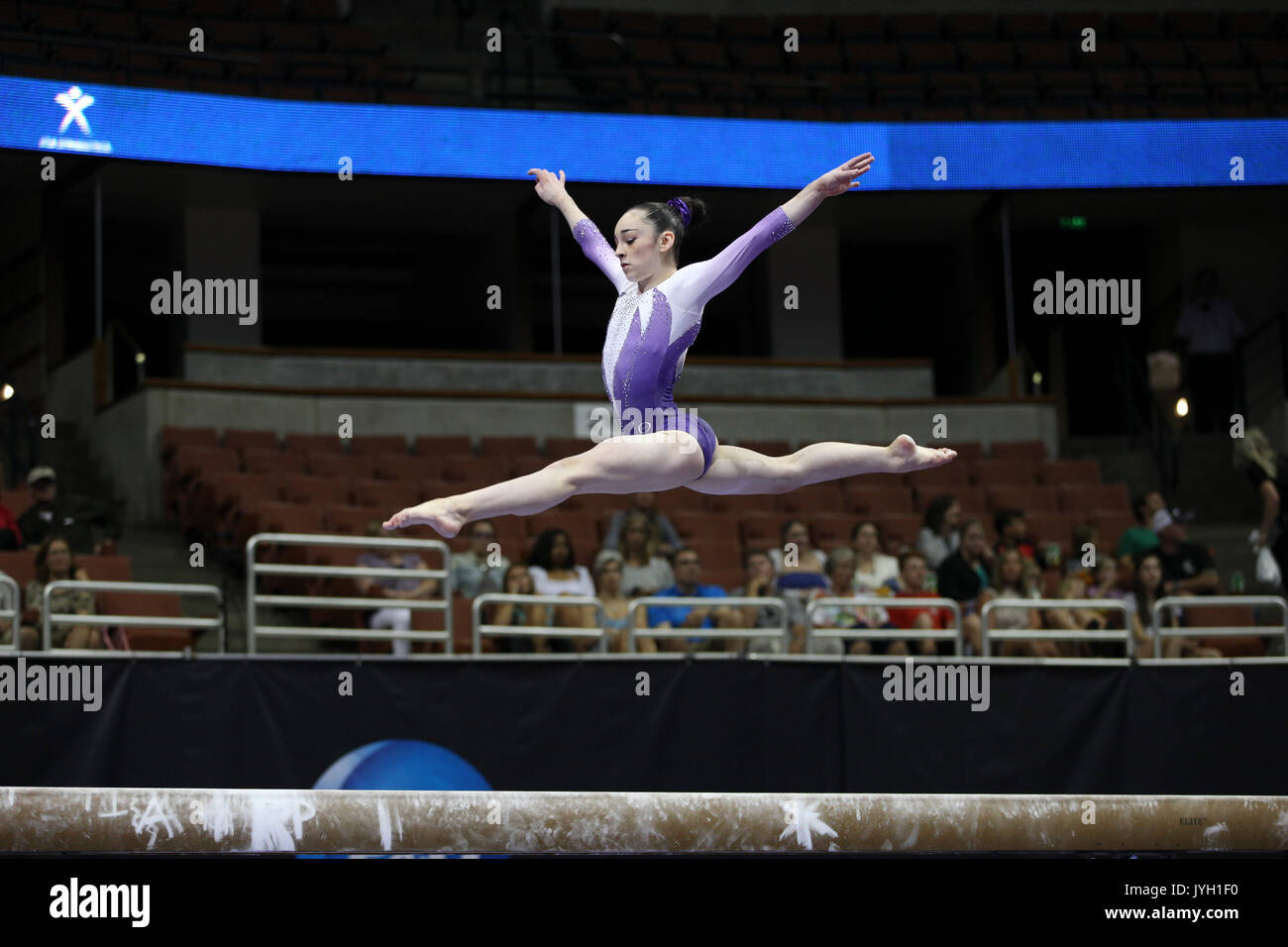 August 18, 2017: Gymnast Elena Arenas competes on the first day of the ...