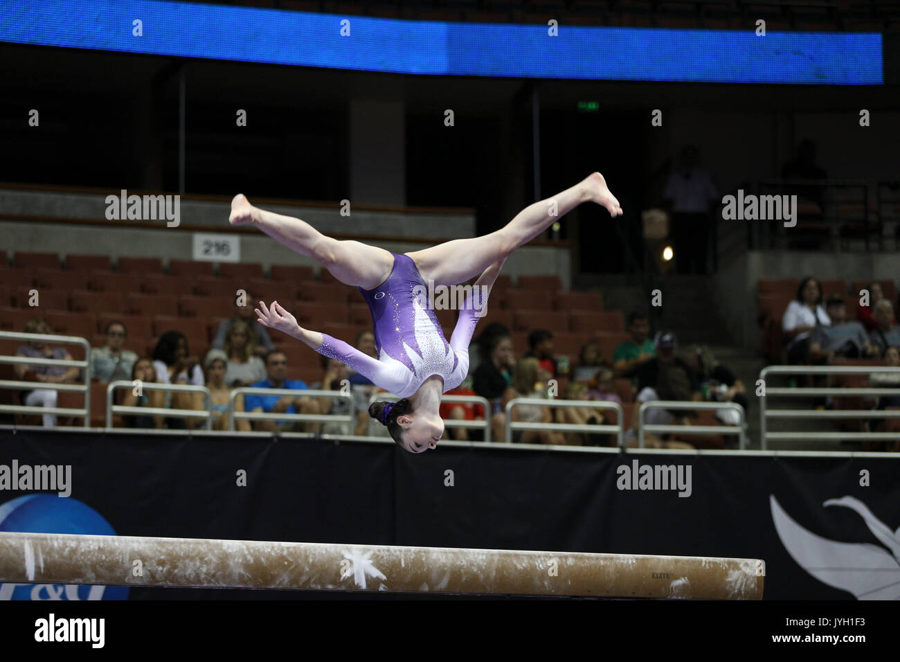 August 18, 2017: Gymnast Elena Arenas competes on the first day of the ...