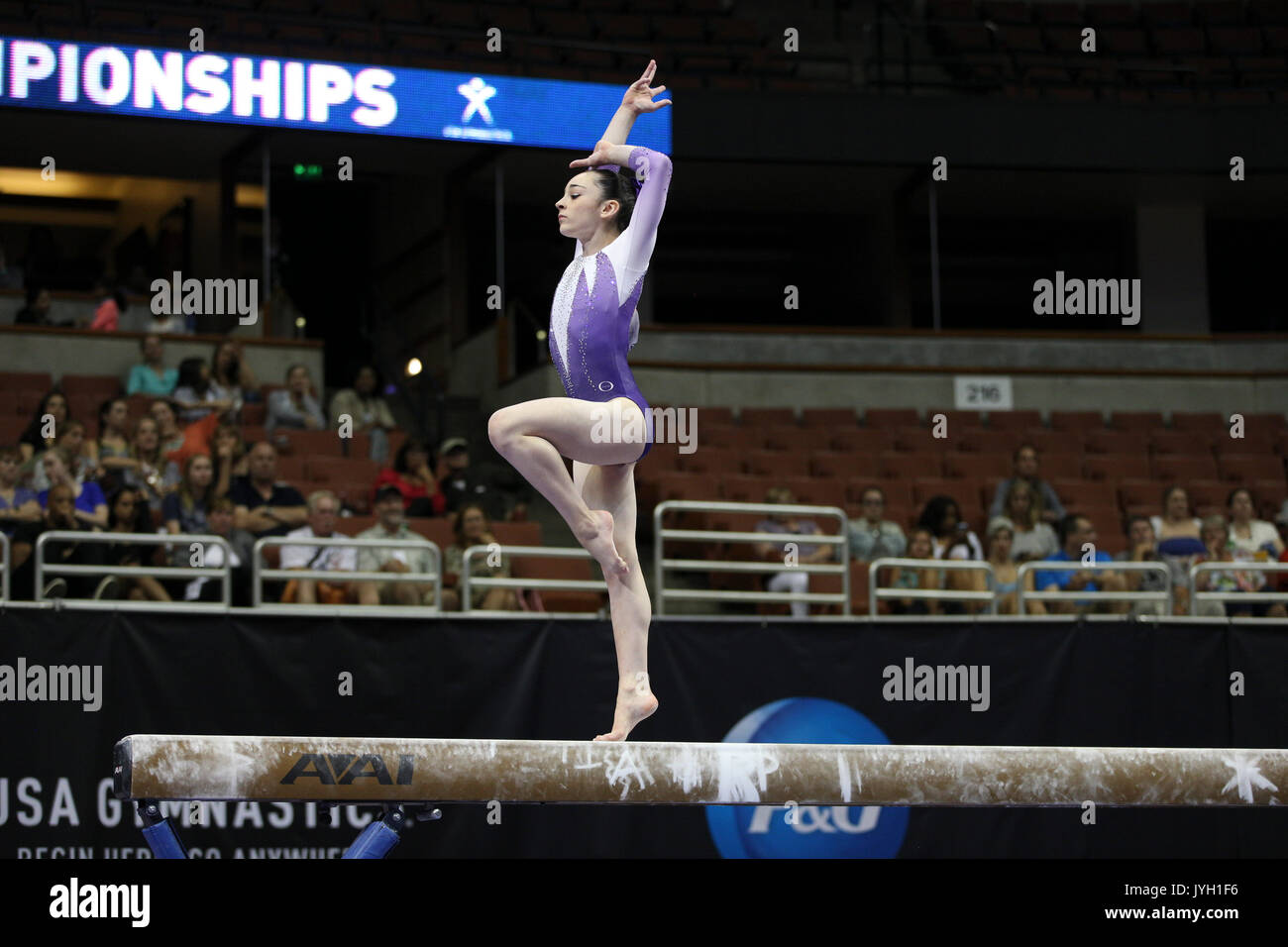 August 18, 2017: Gymnast Elena Arenas competes on the first day of the ...