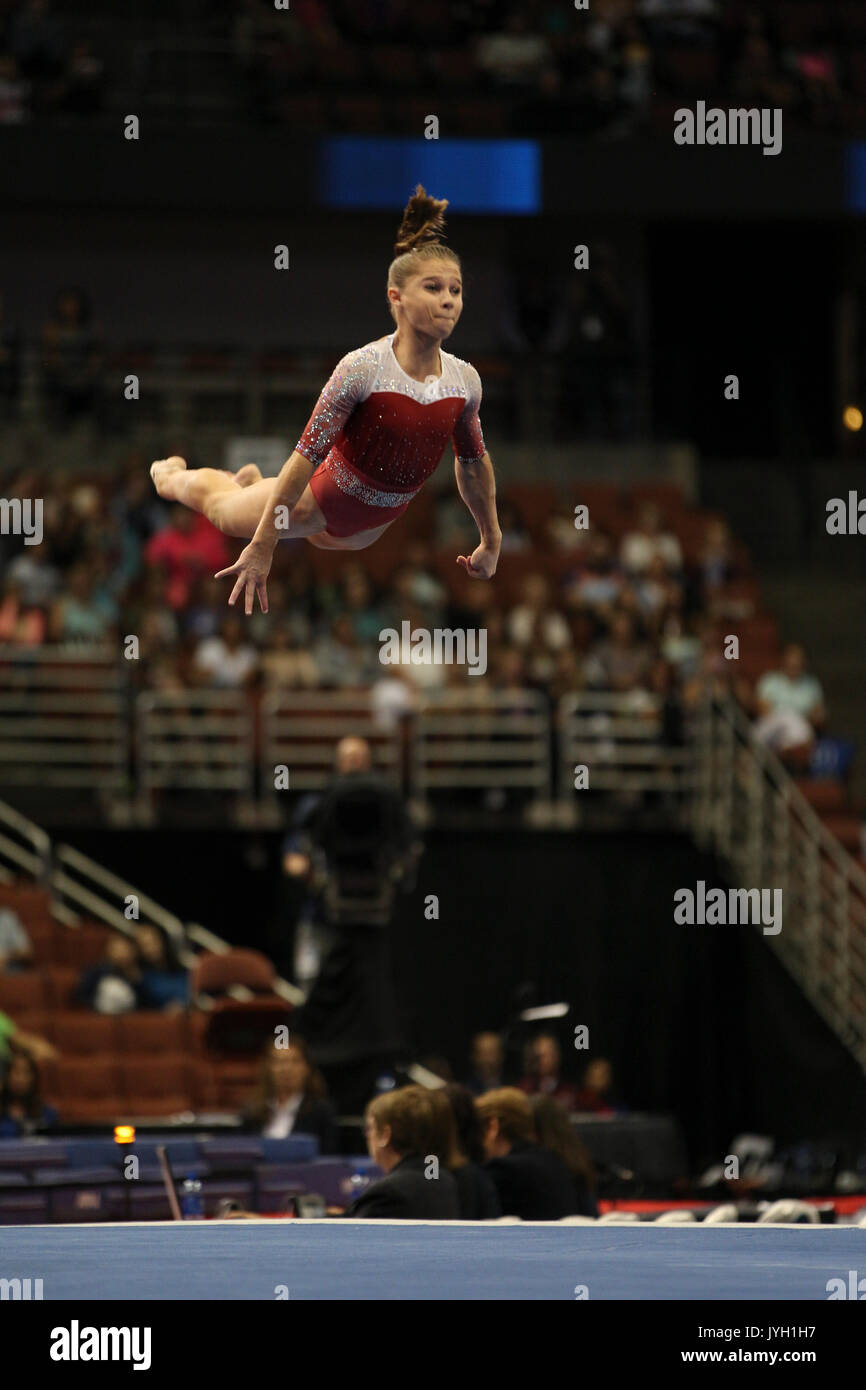 August 18, 2017: Gymnast Ragan Smith competes on the first day of the ...
