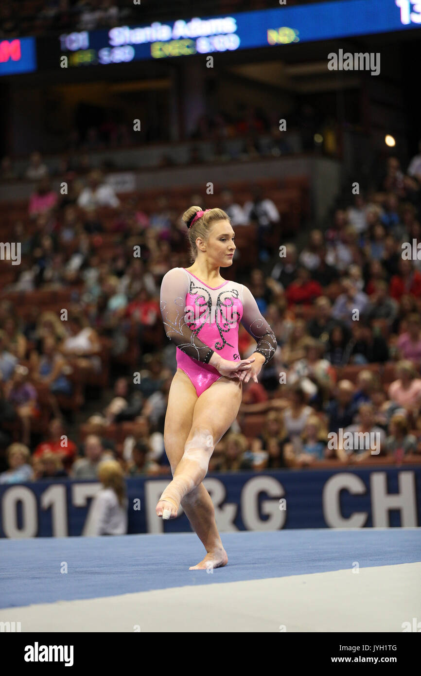 August 18, 2017: Gymnast Emily Gaskins on the first day of the senior ...