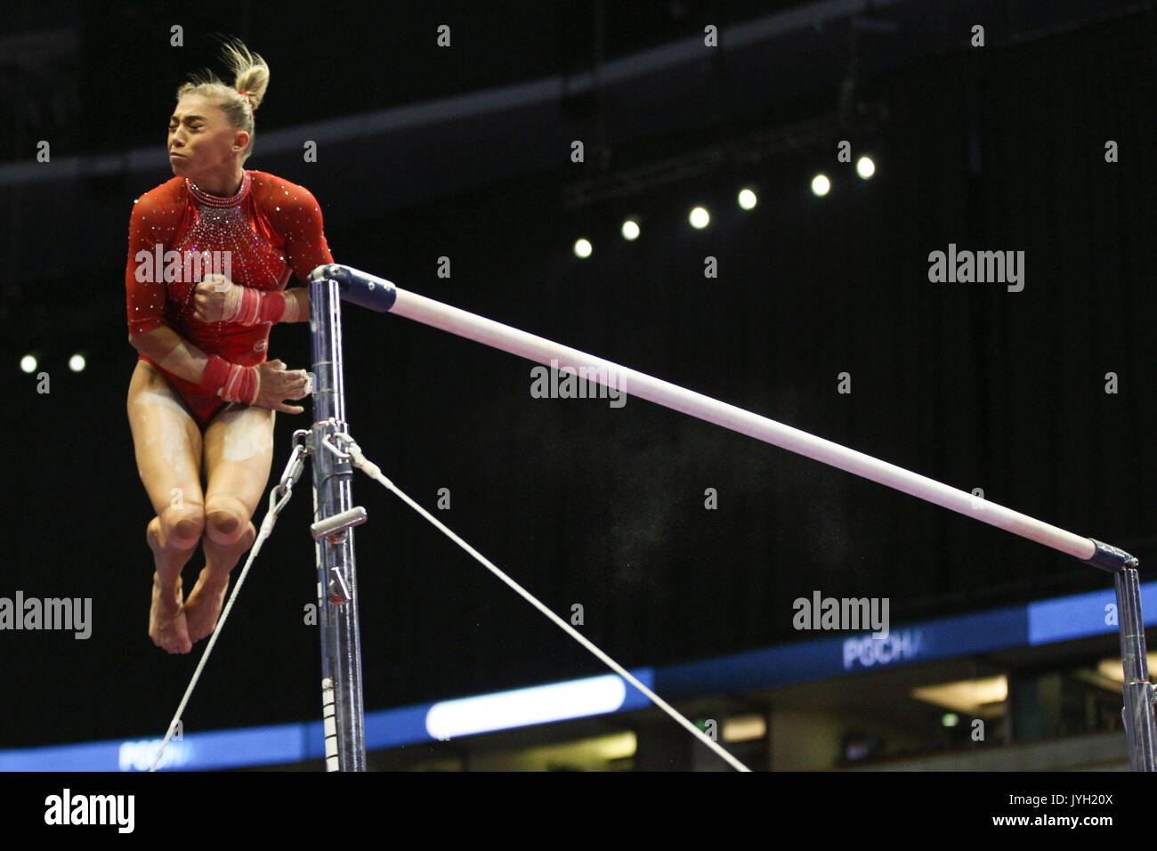 August 18, 2017: Gymnast Ashton Locklear on the first day of the senior ...