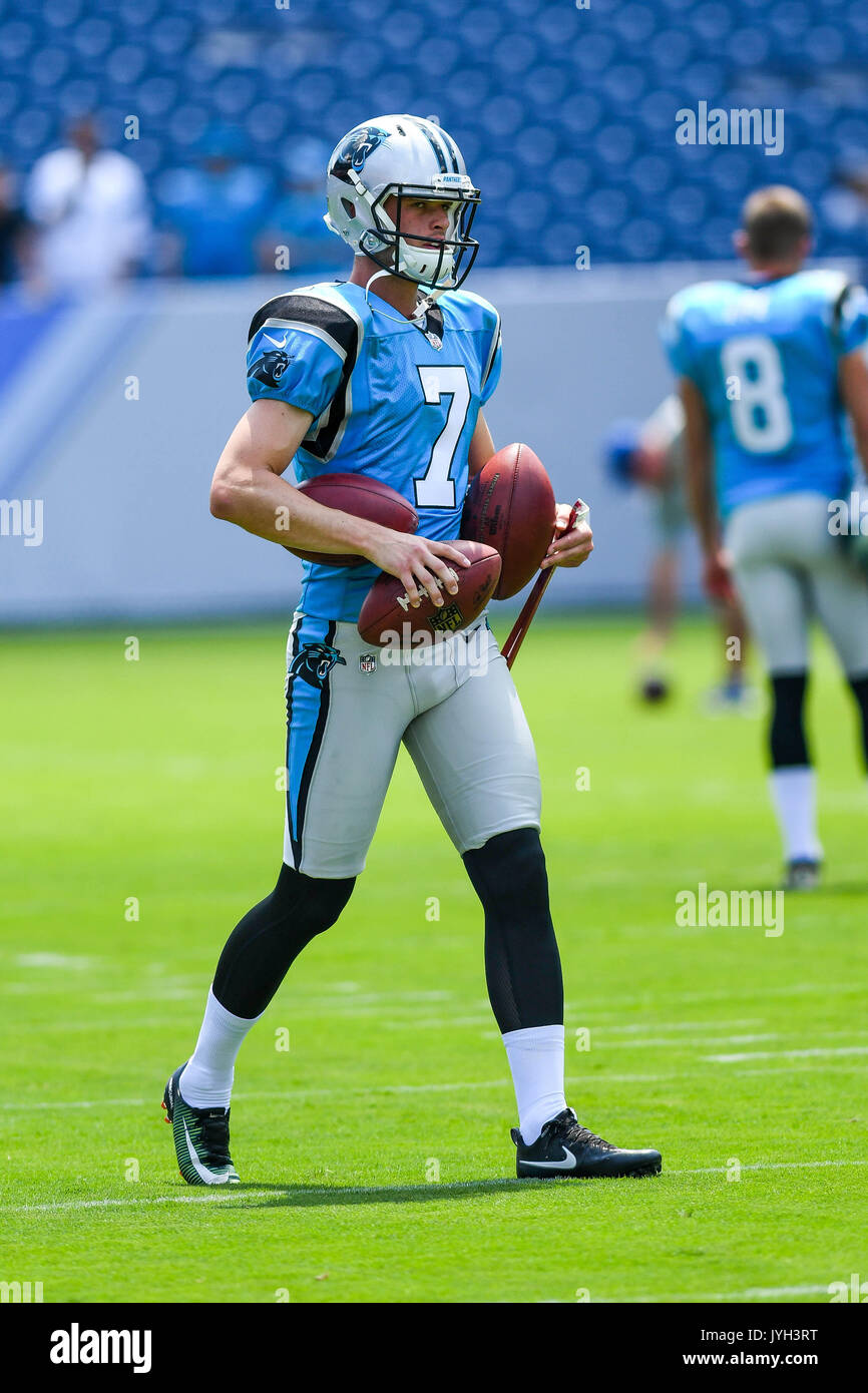 August 19, 2017: Carolina Panthers kicker Harrison Butker (7) warming ...