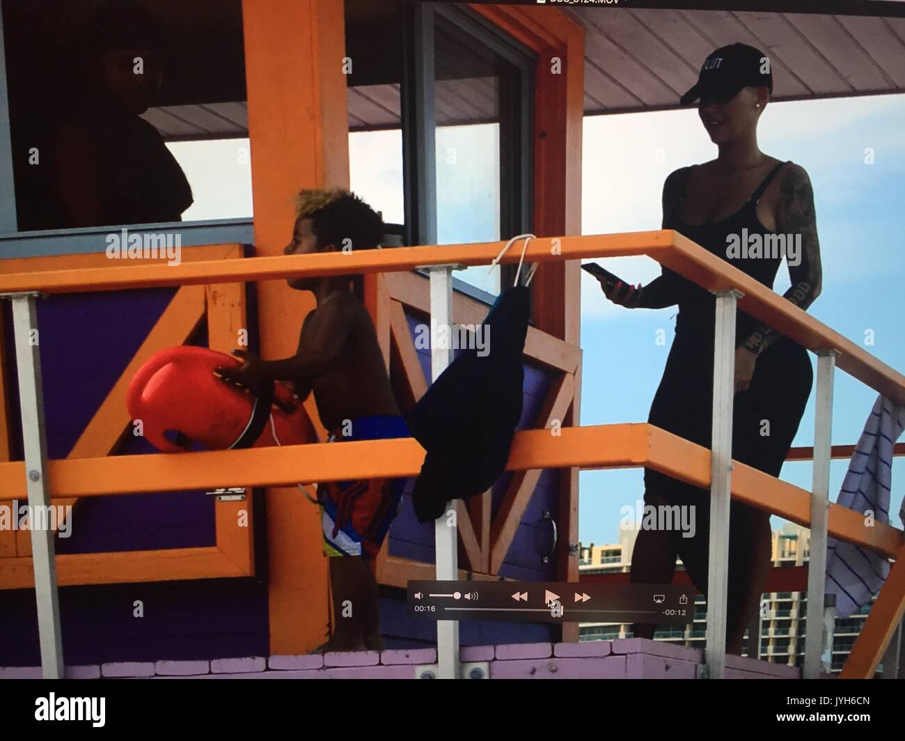 MIAMI BEACH - AUGUST 18: Amber Rose seen out and about at the beach on ...