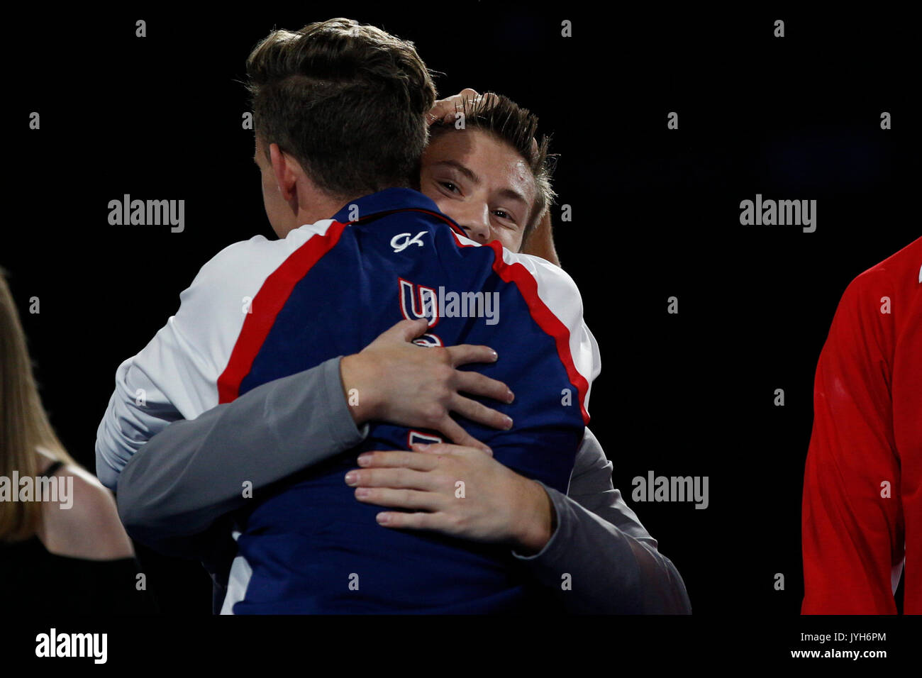 August 19, 2017: Gymnast Eddie Penev congratulates his brother, Kevin ...