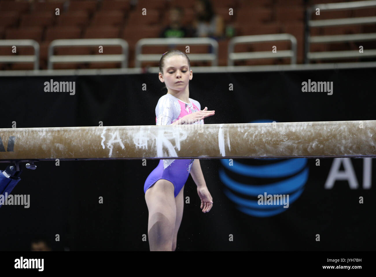 August 18, 2017: Gymnast Annie Beard competes on the first day of the ...