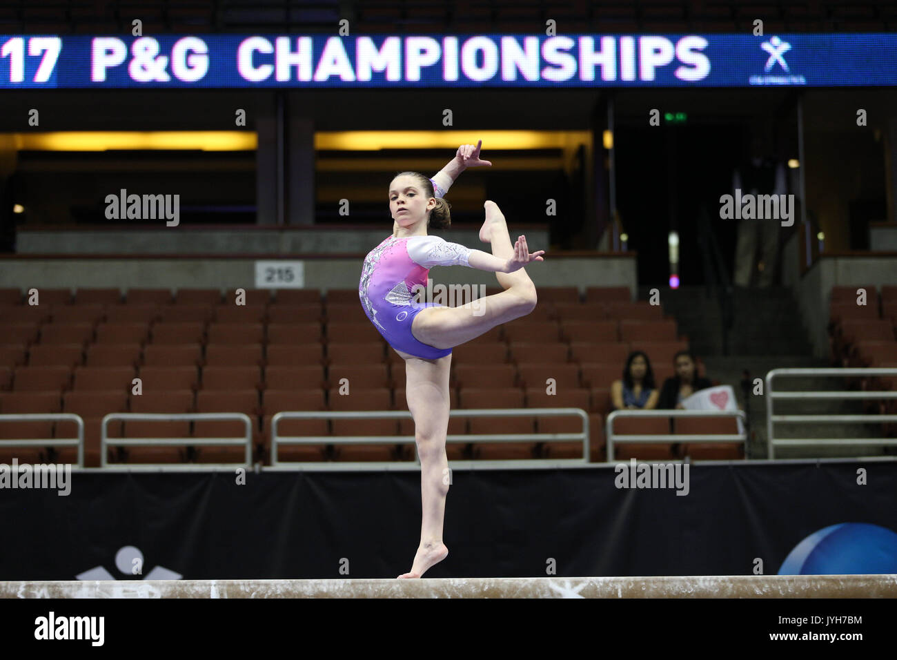 August 18, 2017: Gymnast Annie Beard competes on the first day of the ...