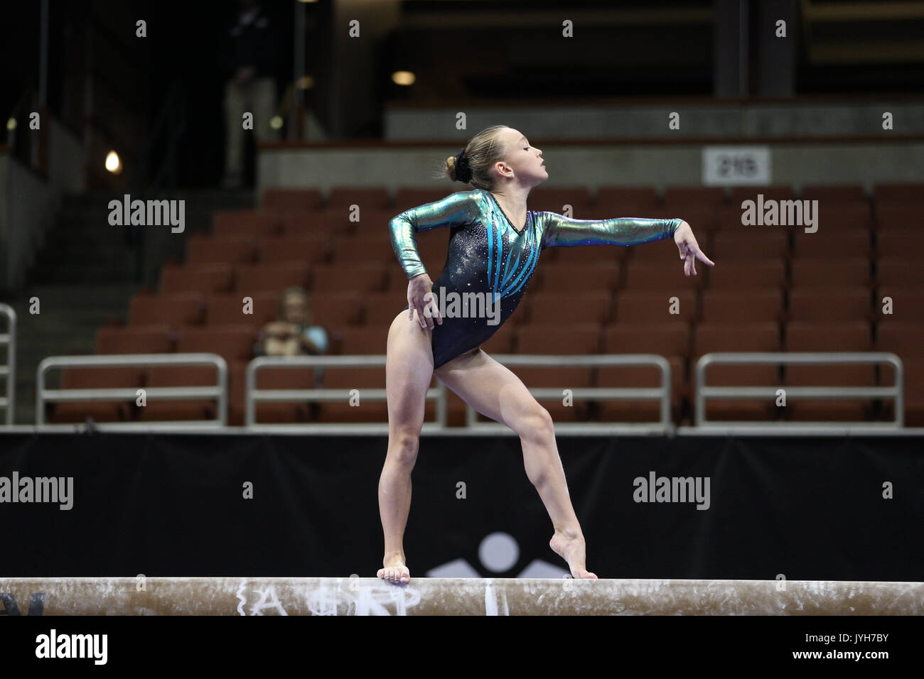 August 18, 2017: Gymnast Love Birt competes on the first day of the ...