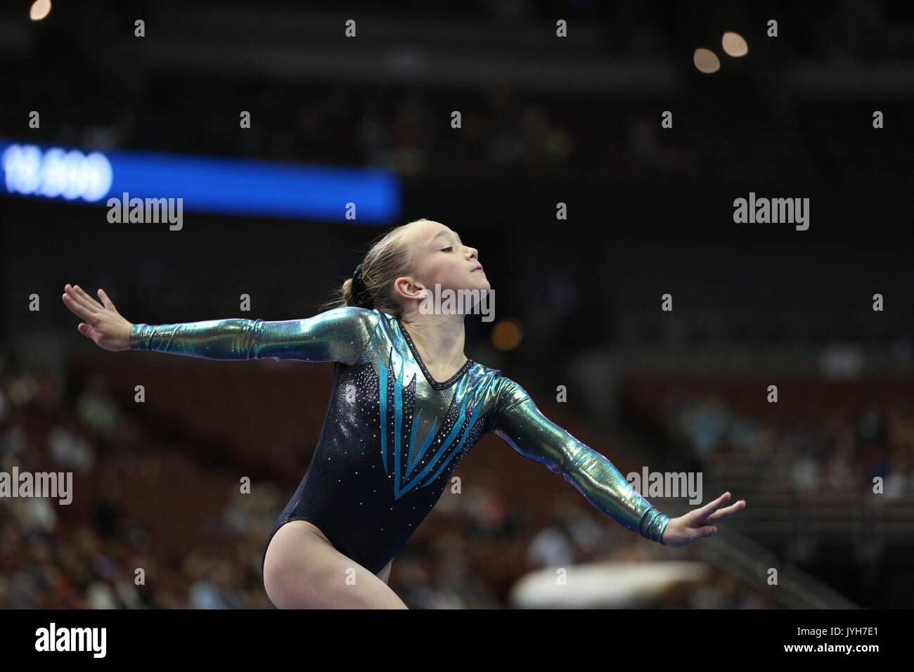 August 18, 2017: Gymnast Love Birt competes on the first day of the ...