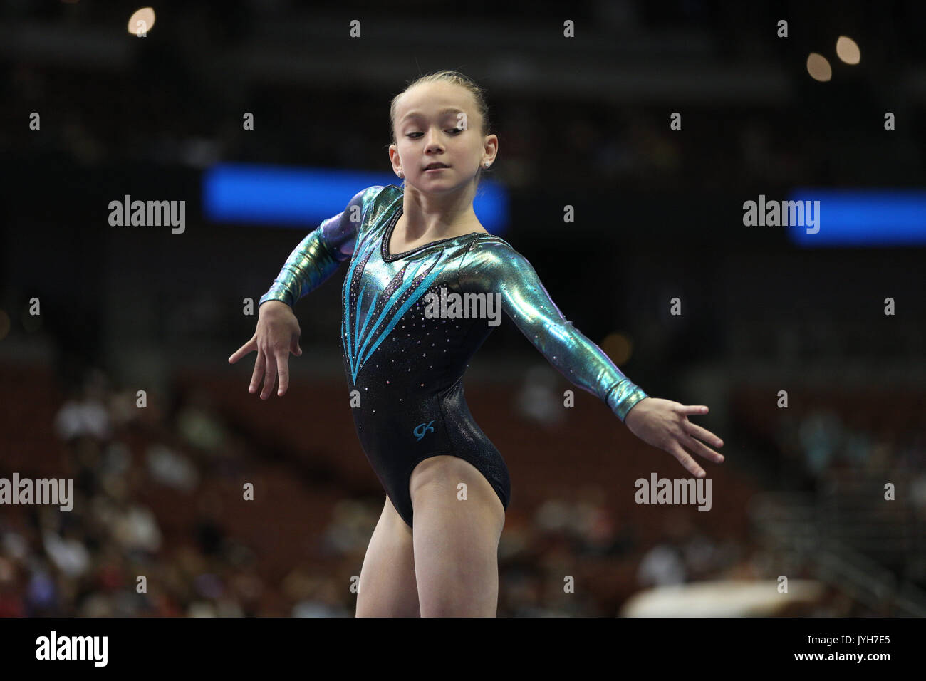 August 18, 2017: Gymnast Love Birt competes on the first day of the ...