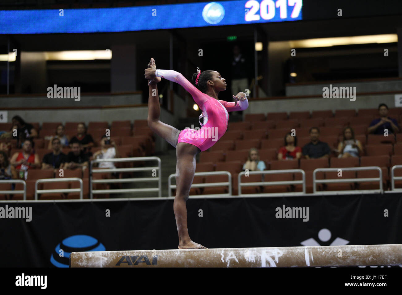 August 18, 2017: Gymnast JaFree Scott competes on the first day of the ...