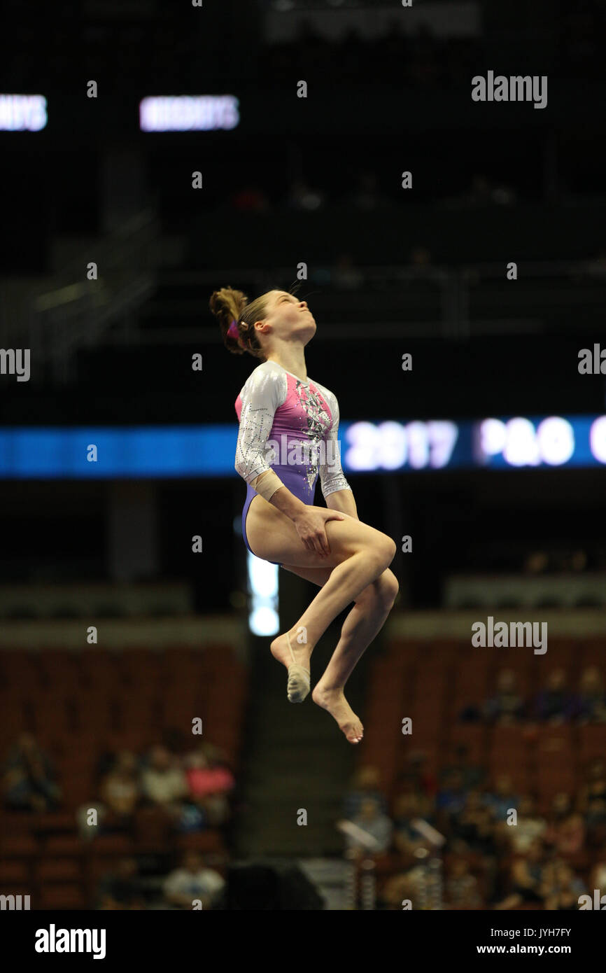 August 18, 2017: Gymnast Annie Beard competes on the first day of the ...