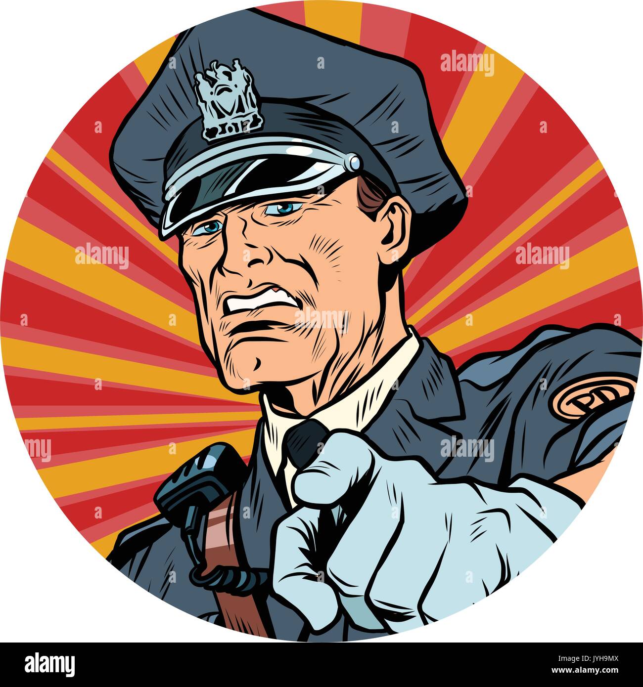 points serious police officer pop art avatar character icon Stock ...