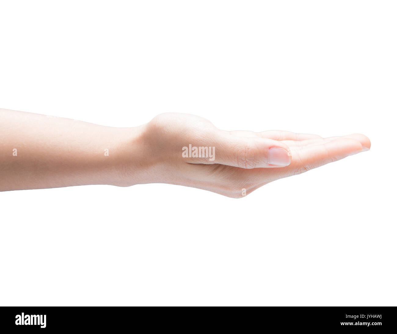 empty palm hands on white background Stock Photo - Alamy