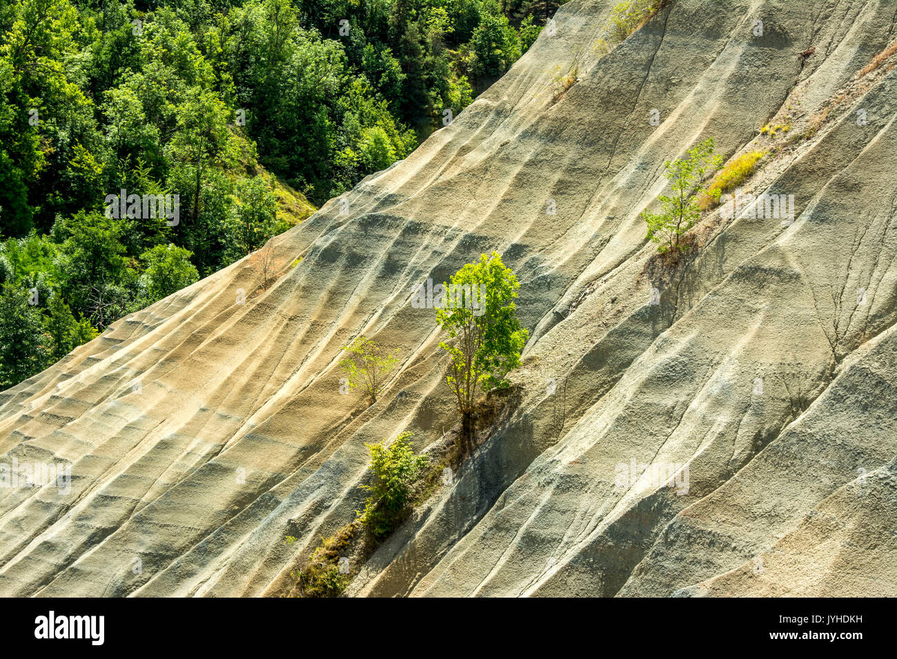 The ravine of Corboeuf, multicolored clay canyon in Rosières village ...