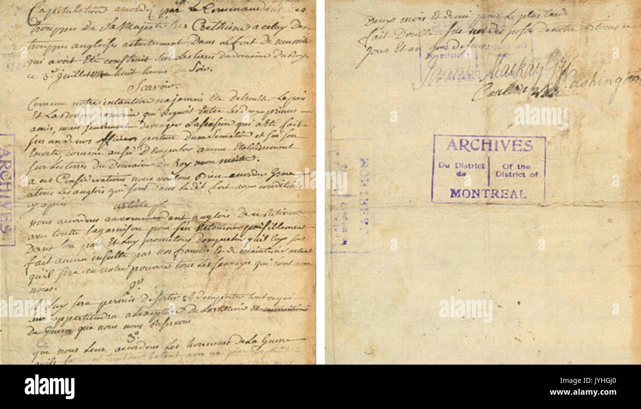 Acte de capitulation du Fort Necessity signe par George Washington ...