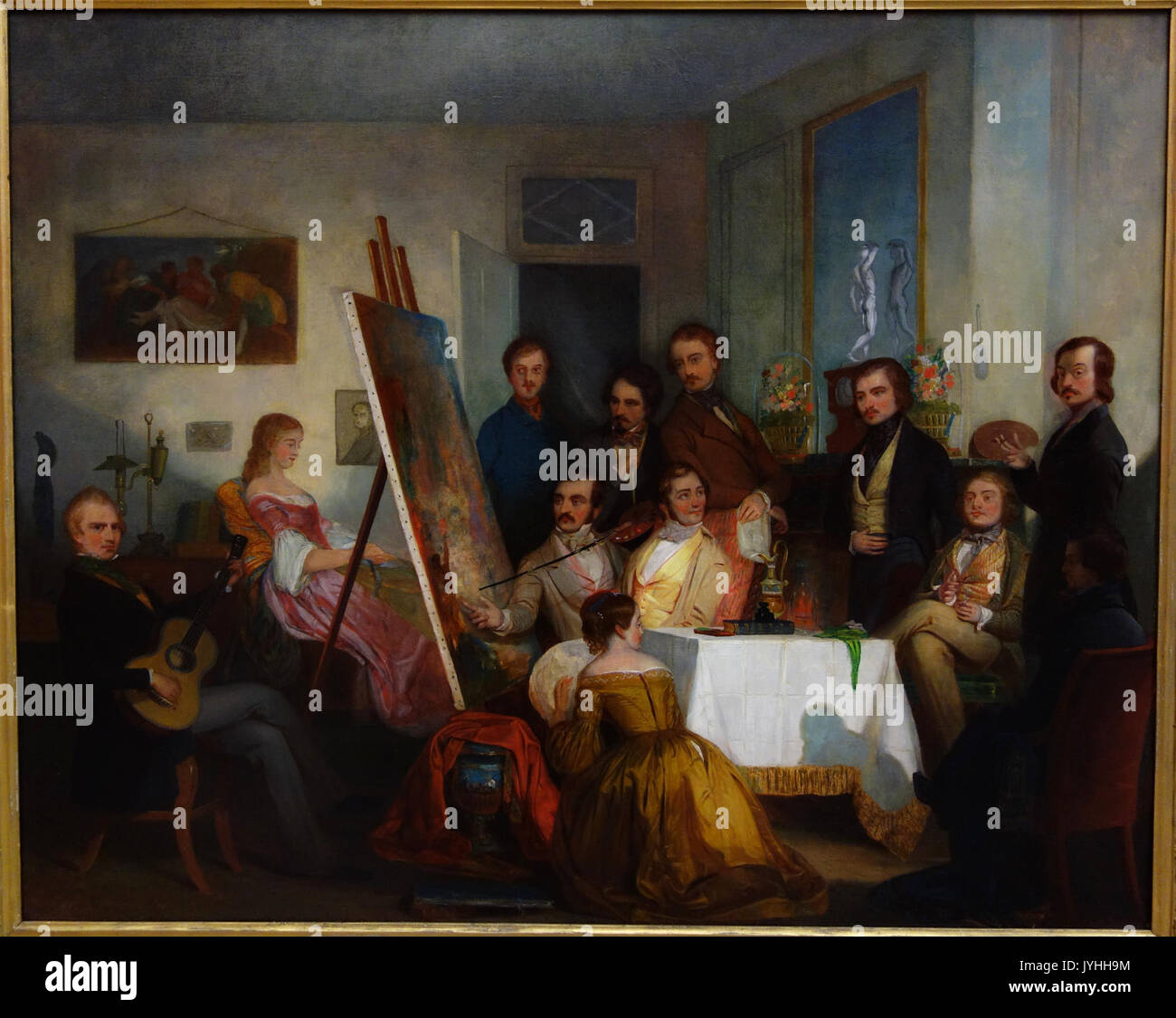 A Studio Reception, Paris, by Thomas Pritchard Rossiter, 1841, oil on ...