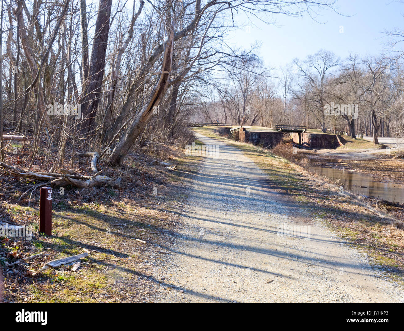 22 Mile Marker (Note modern NPS marker) and Lock 23 Violettes Lock on ...