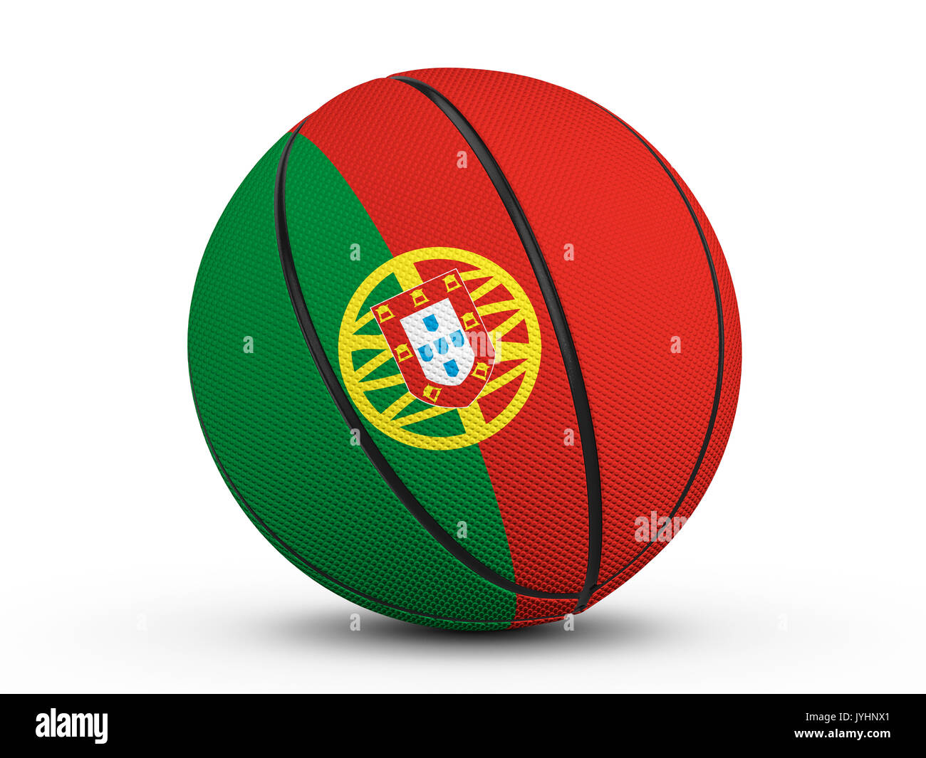 Basketball ball Portugal flag on a white background. 3D illustration ...