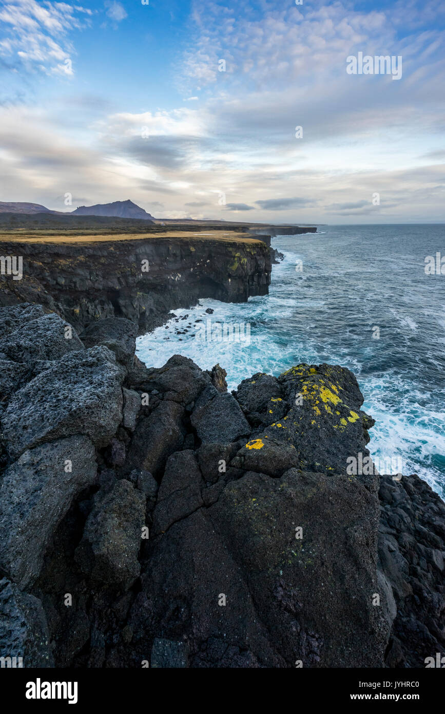 Basalt cliffs in Londrangar, Snaefellsjoekull National Park, Western ...