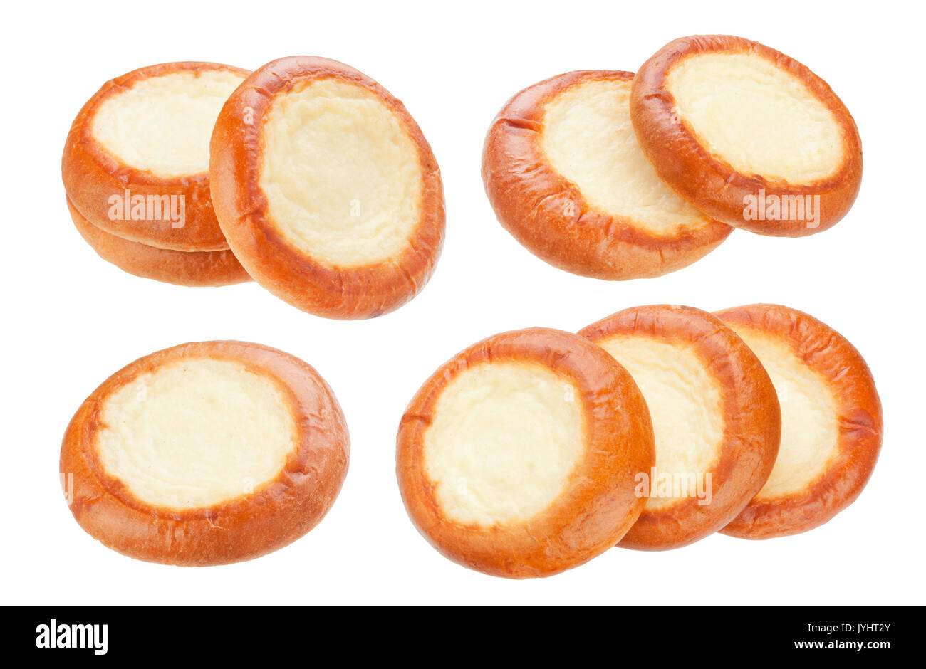 Vatrushka isolated on white background, traditional russian cheesecake ...