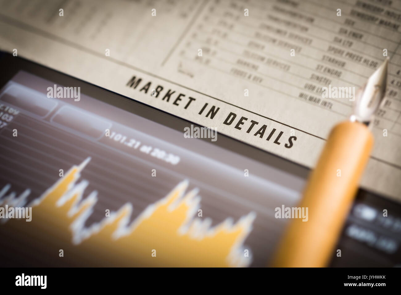 market in detail on business newspaper Stock Photo - Alamy
