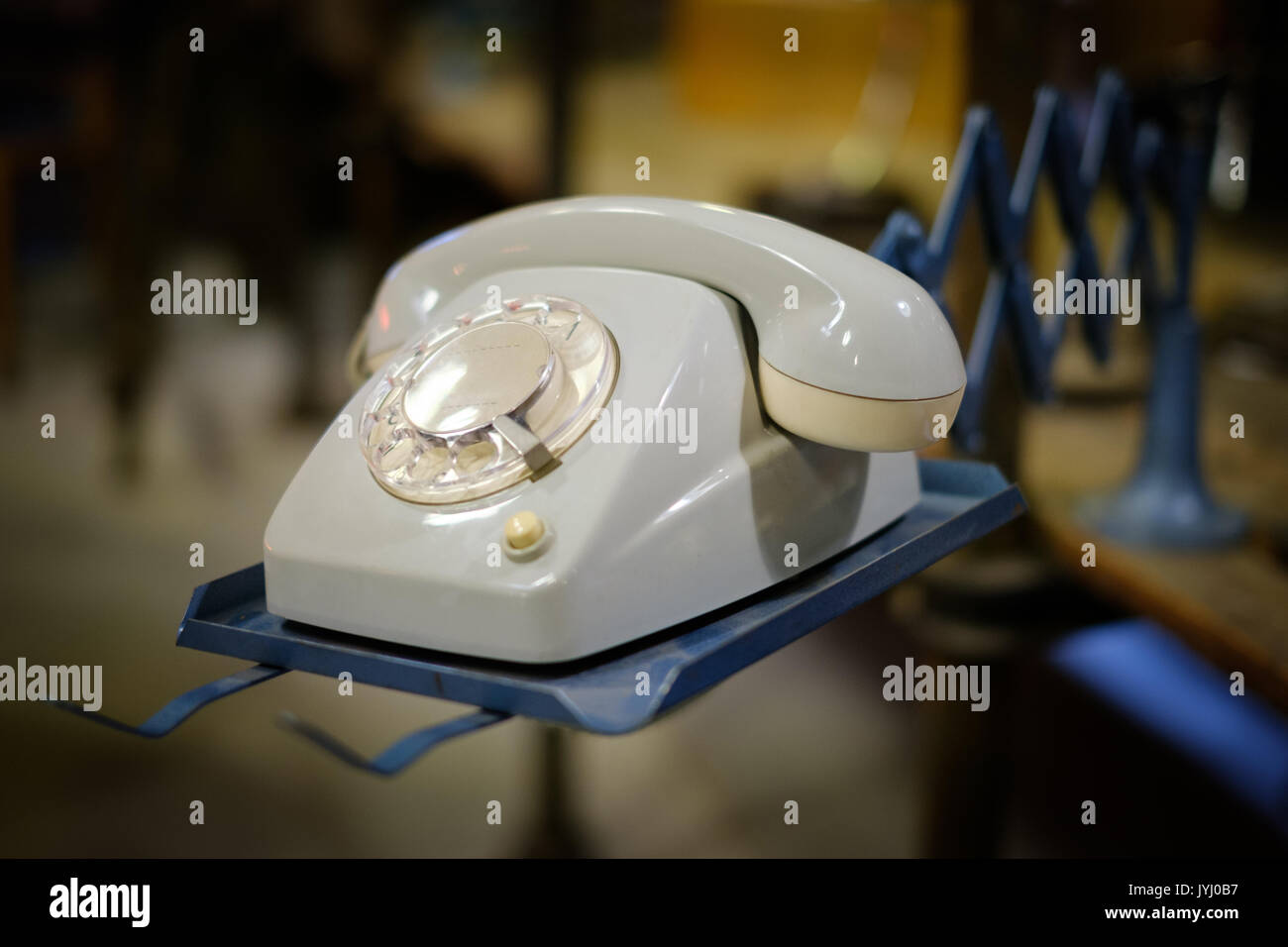 old telephone, phone with dial plate - plastic phone Stock Photo - Alamy